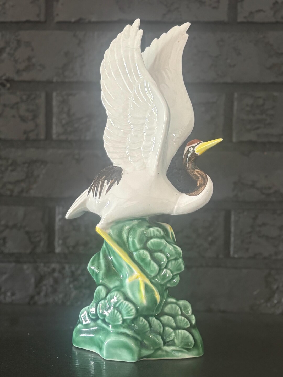 Porcelain Figurine of a Crane Standing on Foliage - Etsy