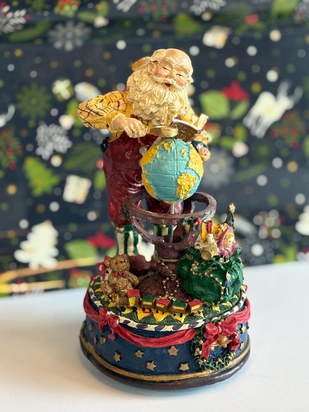 Musical Santa Claus, Figurine With a Spinning Globe - Etsy