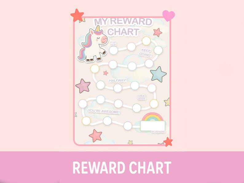 Printable Unicorn Reward Chart for Kids – Toddler Behavior & Potty ...