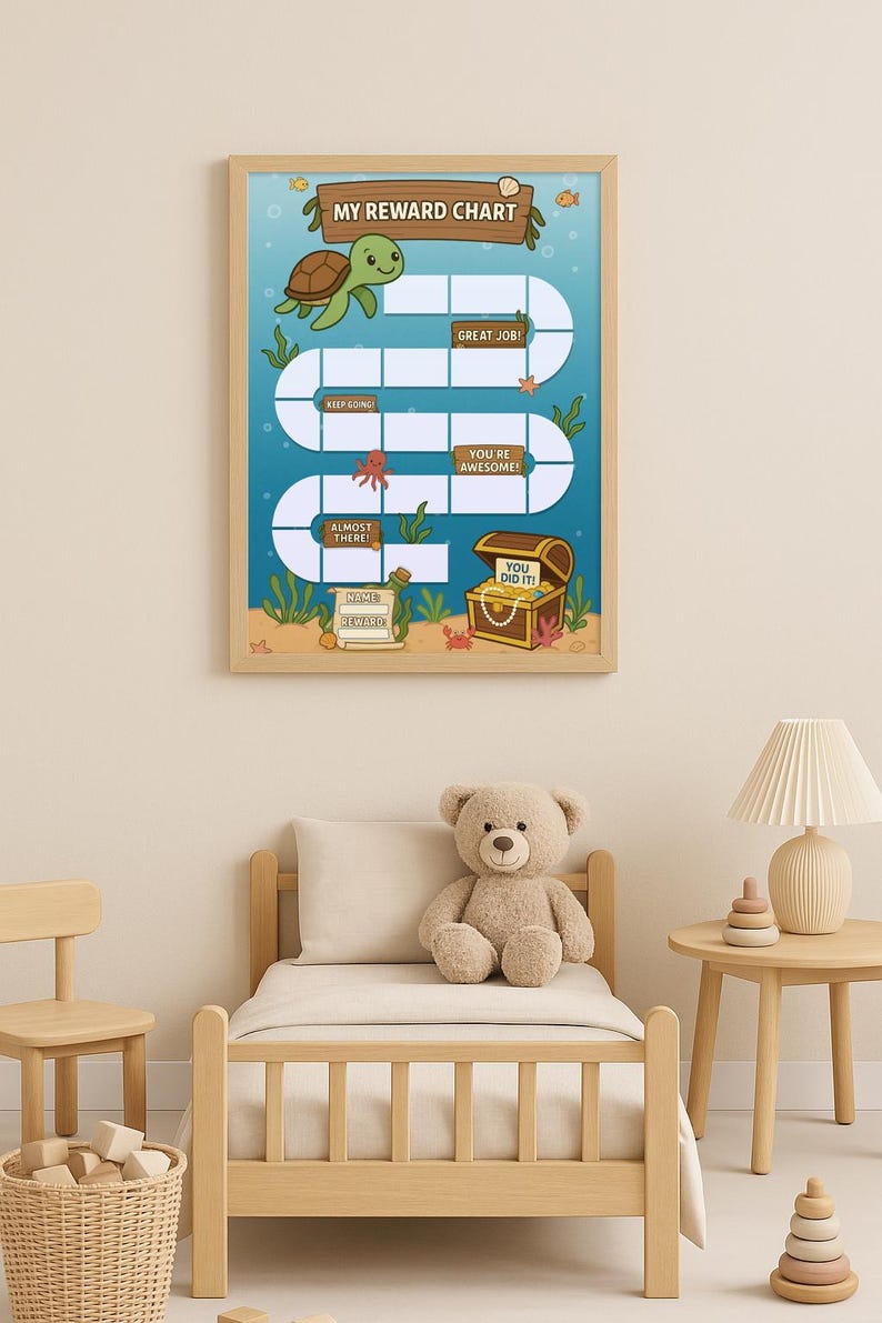 Printable Turtle Reward Chart for Kids – Ocean Sea Animal Chore ...