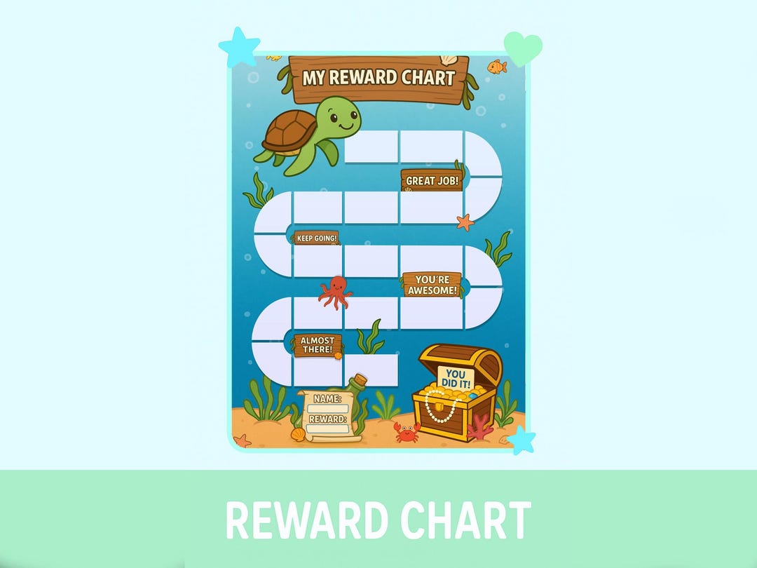 Printable Turtle Reward Chart for Kids – Ocean Sea Animal Chore ...