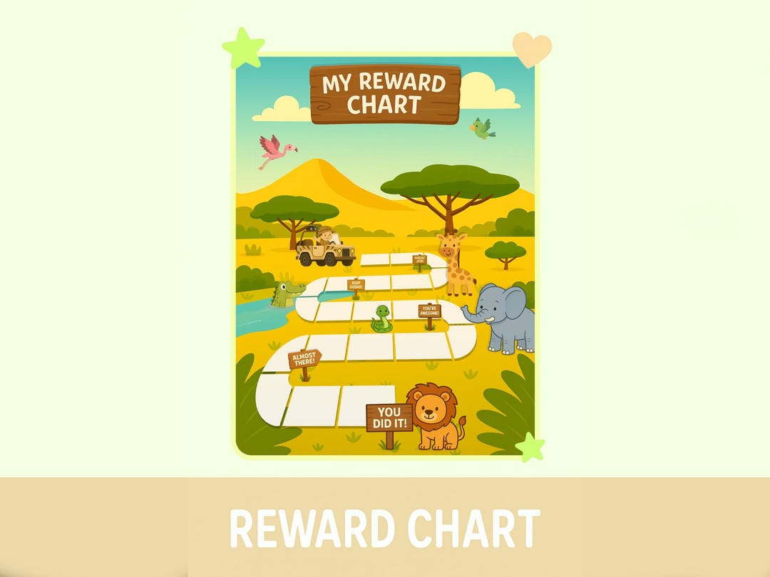 Printable Safari Reward Chart for Kids – Animal Chore & Behavior ...