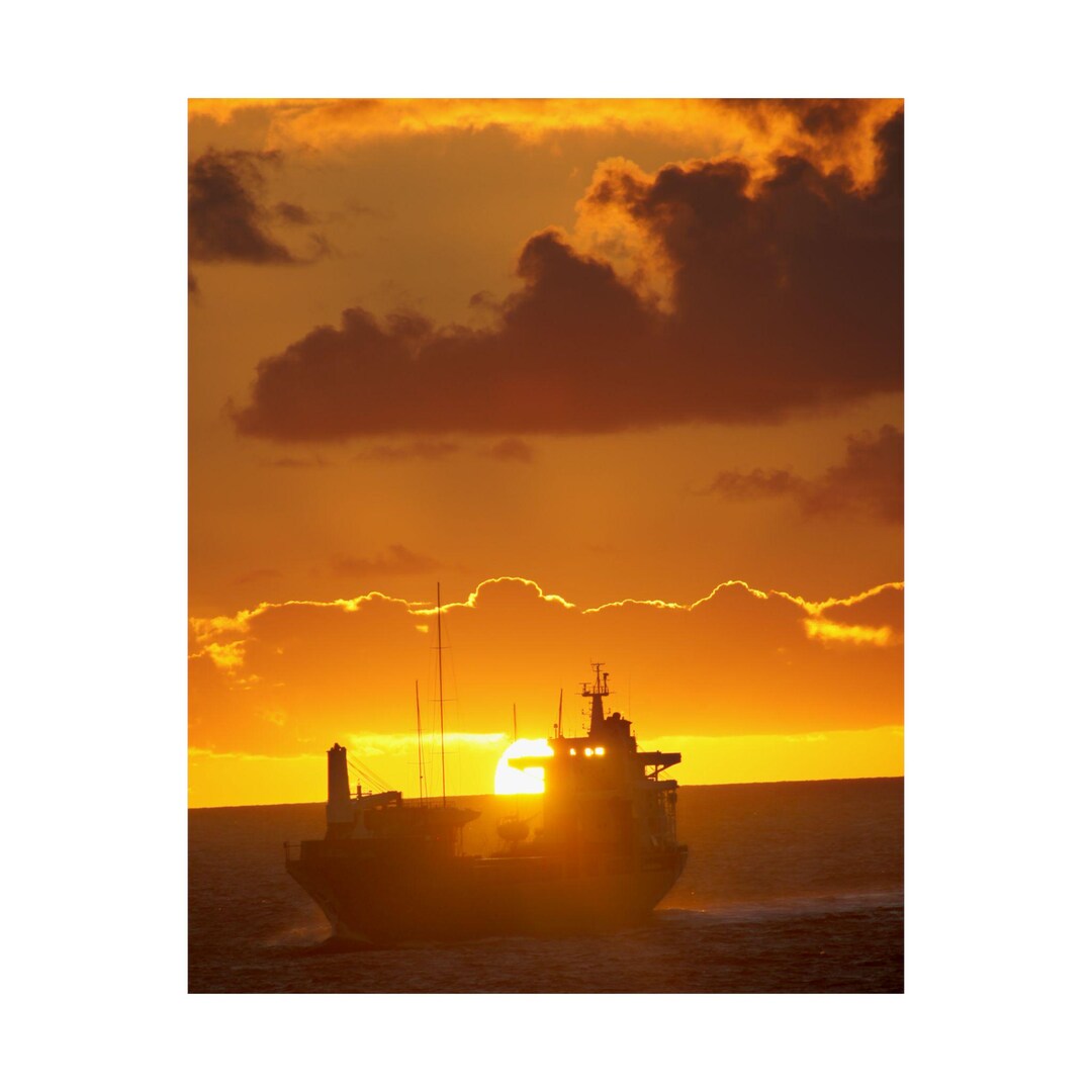 Sunset Ship Matte Vertical Poster, Nautical Wall Art, Ocean Lover Decor ...