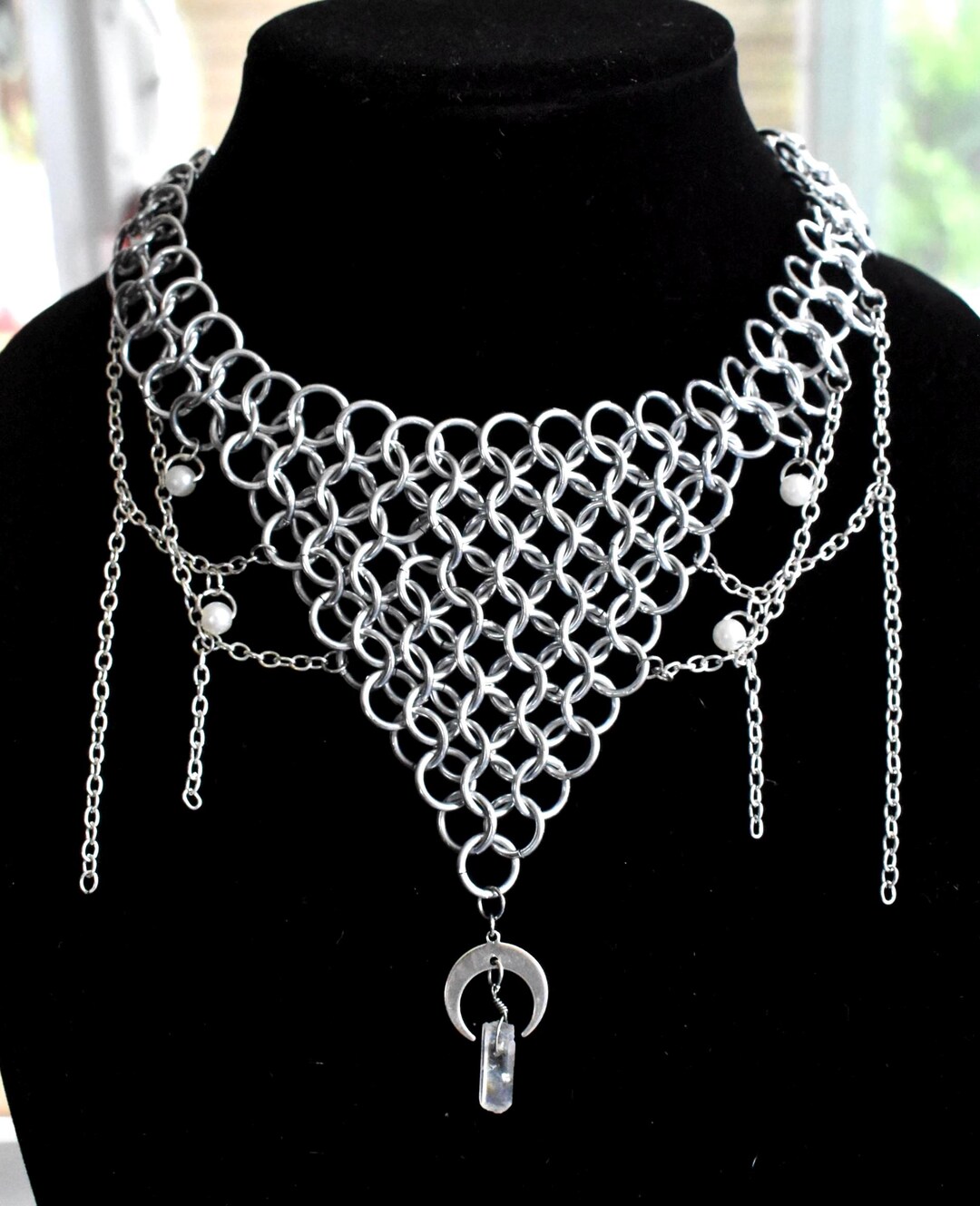 Moon Crystal Chainmail Choker | Ren Faire Jewelry | Chainmaille ...