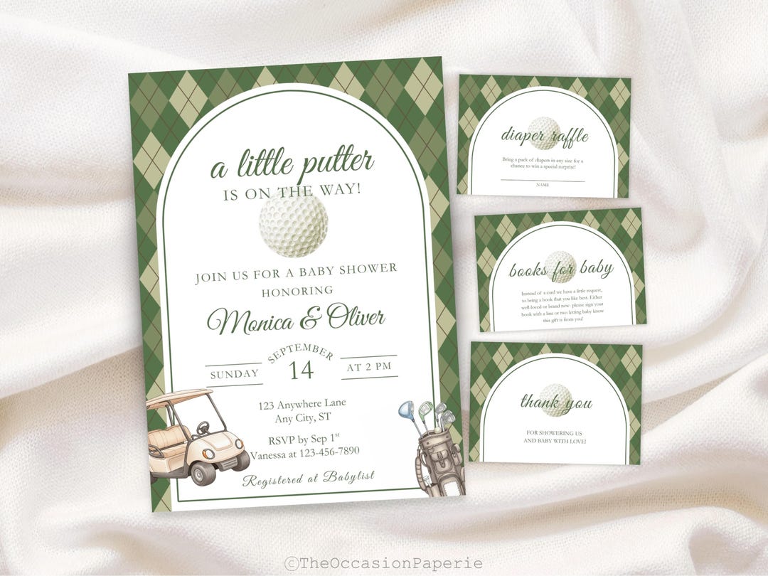 Golf Theme Baby Shower Invite, A Little Putter Baby Shower Invite ...