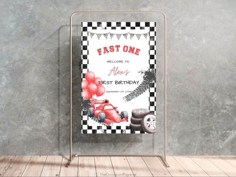 Fast One Welcome Sign, Fast One Birthday Decoration, Race Car Birthday ...