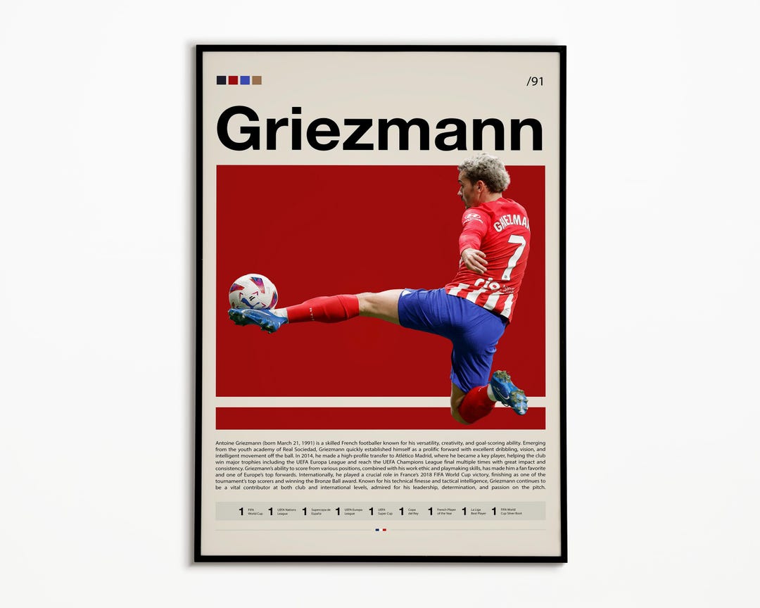 Antoine Griezmann Poster, French Footballer, Soccer Gifts, Sports ...