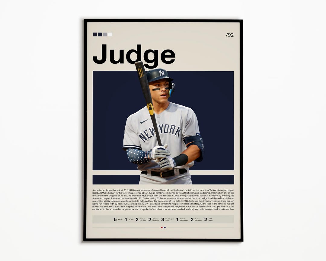 Aaron Judge Poster, New York Yankees Poster, Baseball Prints, Sports ...