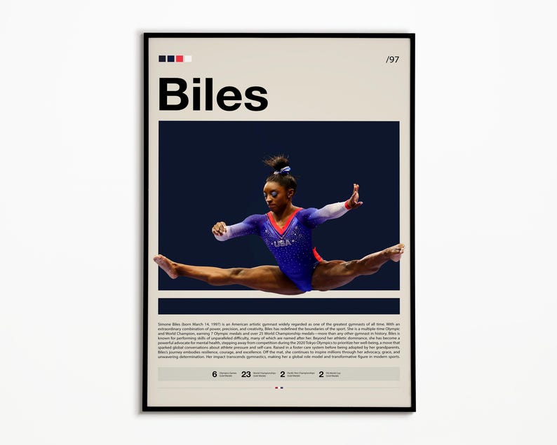 Simone Biles Poster, Gymnast Poster, Athletics Prints, Sports Poster ...
