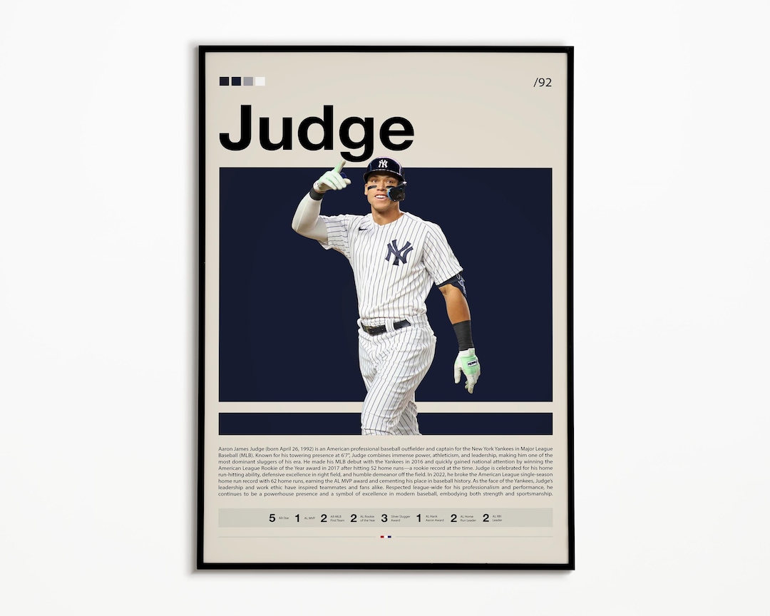 Aaron Judge Poster, New York Yankees Poster, Baseball Prints, Sports ...