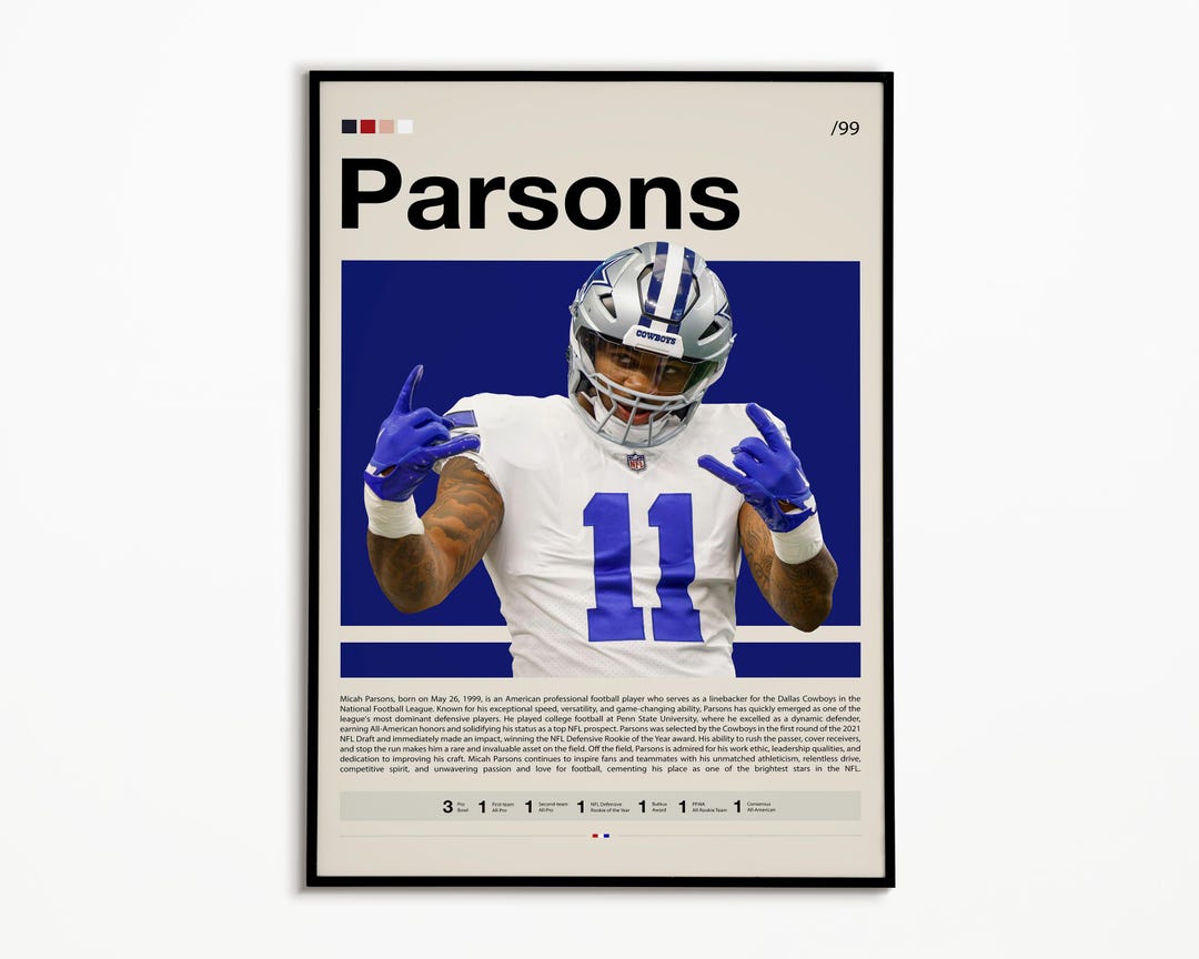 Micah Parsons Poster, Dallas Cowboys Print, NFL Poster, Sports Poster ...