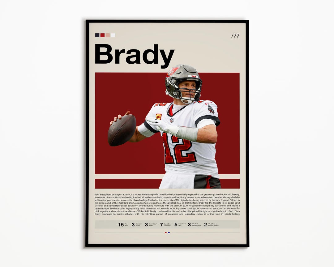 Tom Brady Poster, Tampa Bay Buccaneers Poster, NFL Poster, Sports ...