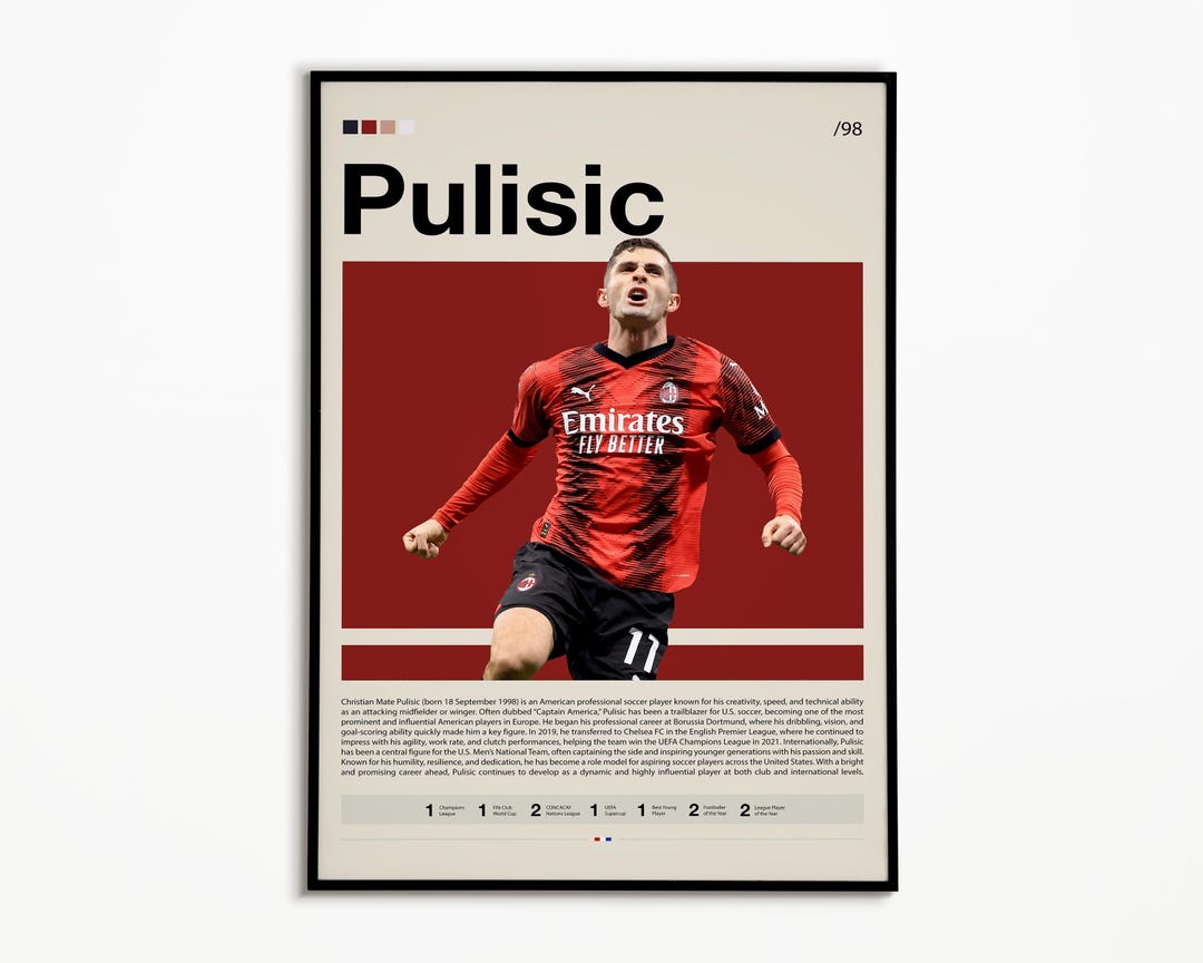 Christian Pulisic Poster, USMNT Poster, Sports Poster, Football Player ...