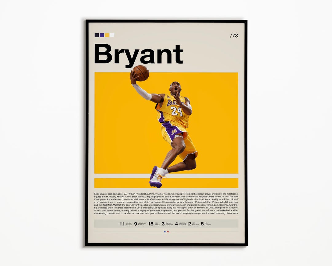 Kobe Bryant Poster, Basketball Poster, NBA Basketball Print, Basketball ...