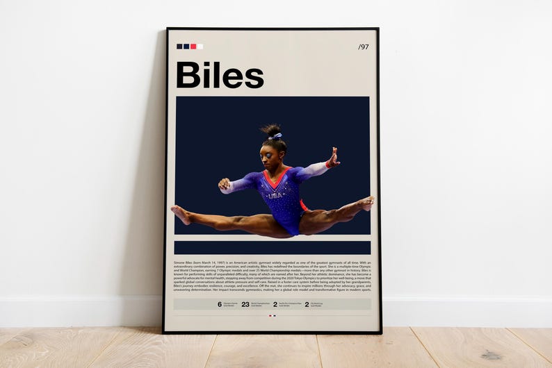 Simone Biles Poster, Gymnast Poster, Athletics Prints, Sports Poster ...