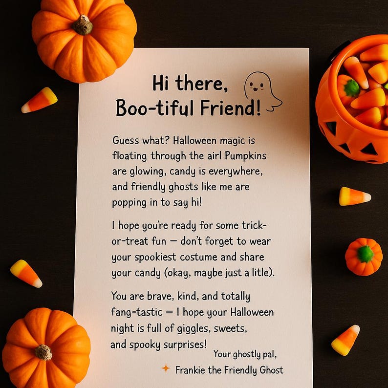 Halloween Letter From Frankie the Friendly Ghost (PDF) - Etsy