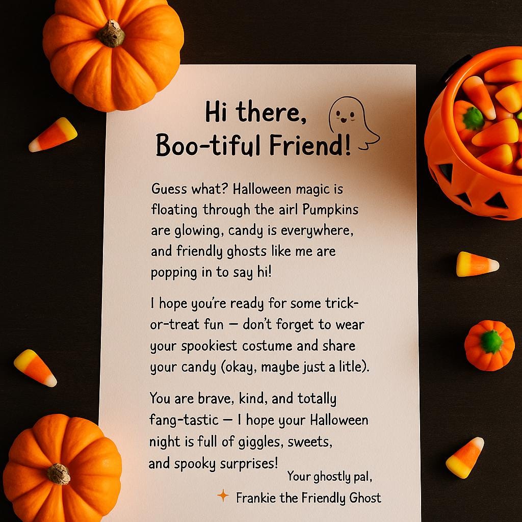Halloween Letter From Frankie the Friendly Ghost (PDF) - Etsy