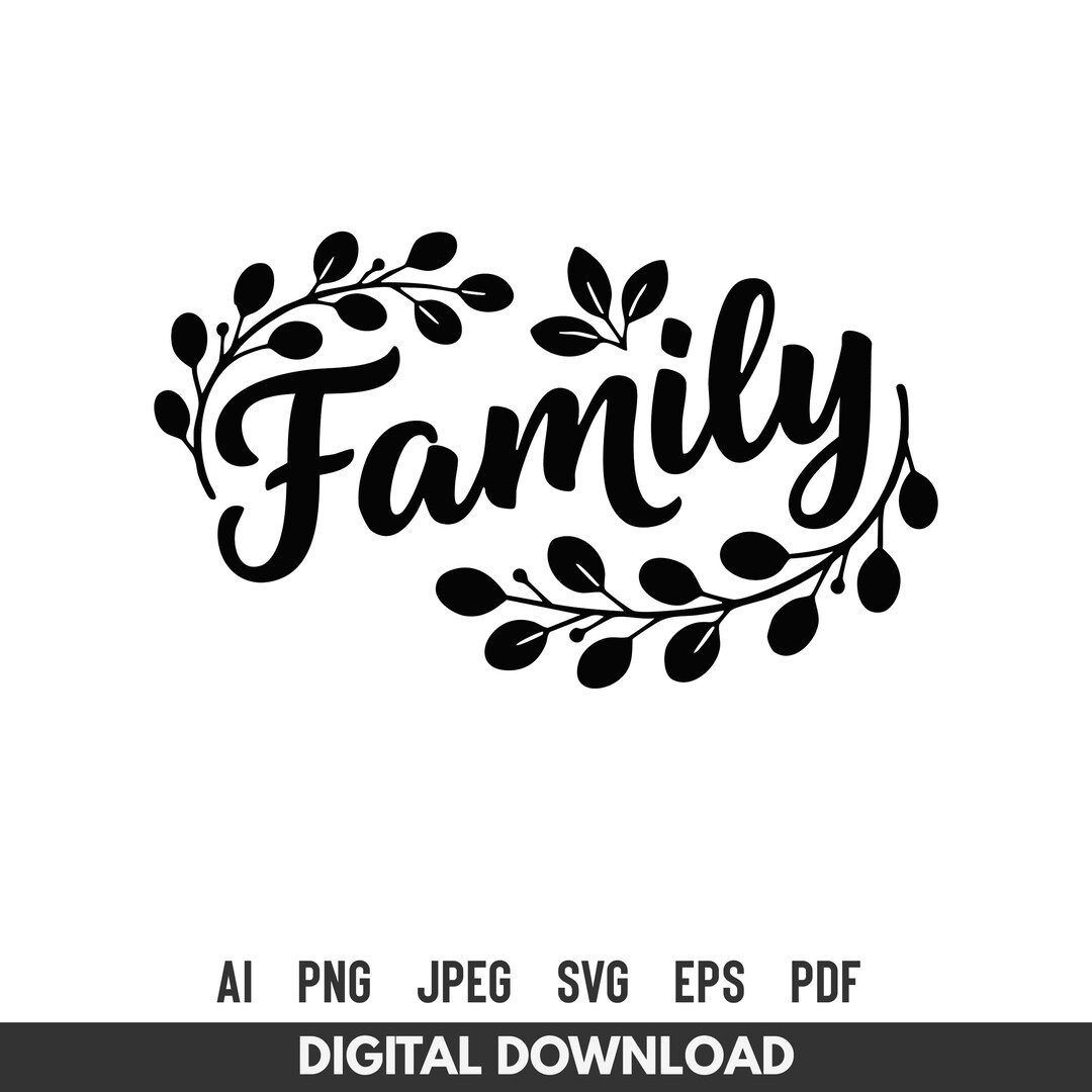 Family SVG for Cricut & Silhouette | Cursive Floral Family Sign Cut ...
