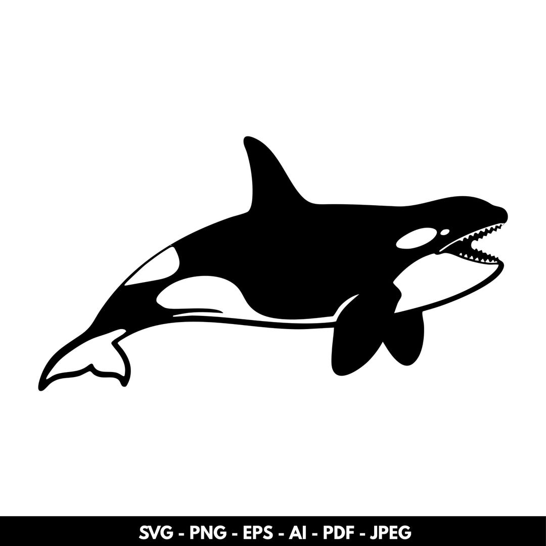 Orca Profile SVG PNG | Killer Whale Silhouette Cut File for Cricut ...