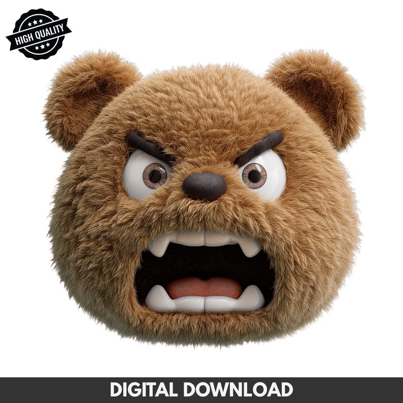 Angry Teddy Bear SVG | Cute Aggressive Bear Face Cricut Cut File | Kids ...