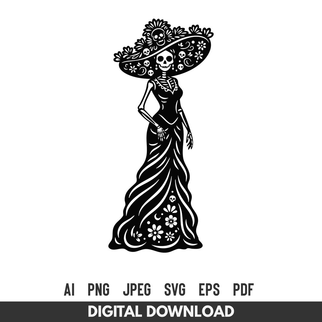 Catrina SVG | Sugar Skull Lady Cut File for Cricut & Silhouette - Etsy
