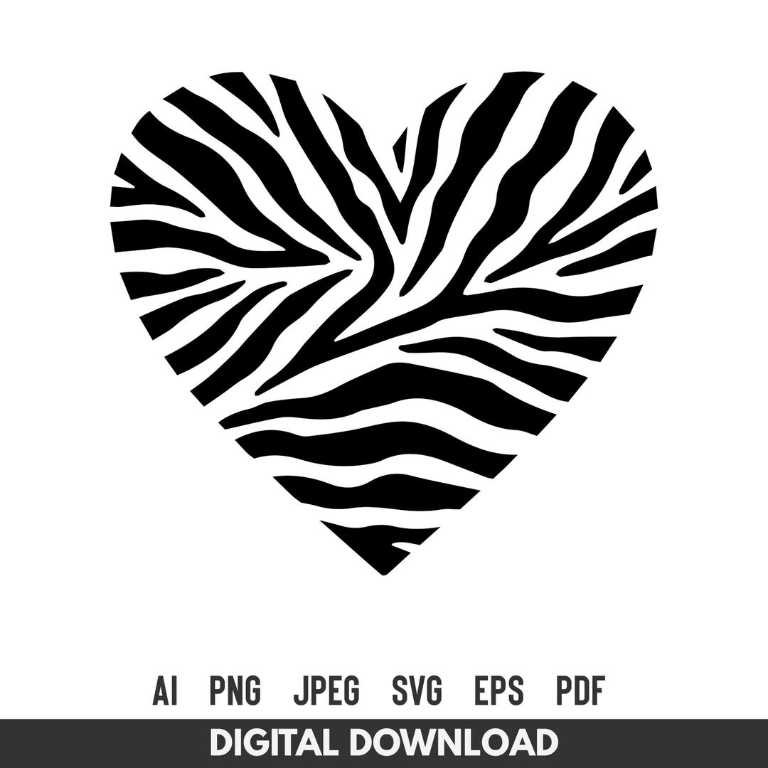 Zebra Heart Svg Png: Animal Print Love Heart Cut File for Cricut ...