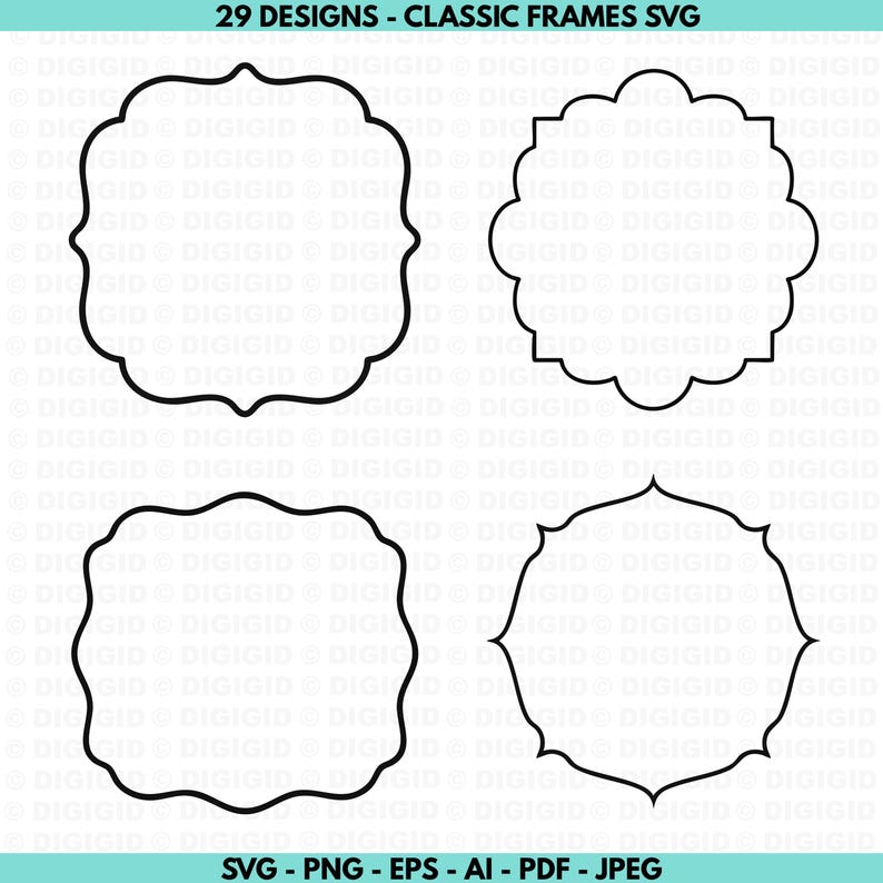 Classic Frames SVG Bundle, Vintage Label Frames PNG, Ornamental Border ...