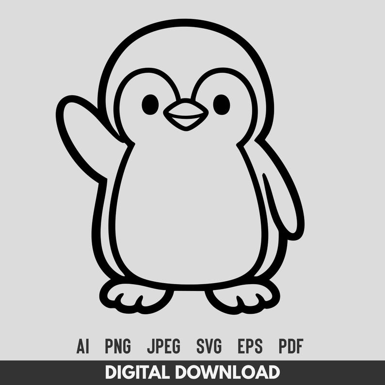 Penguin Waving SVG Cute Winter Cut File for Cricut and Silhouette - Etsy