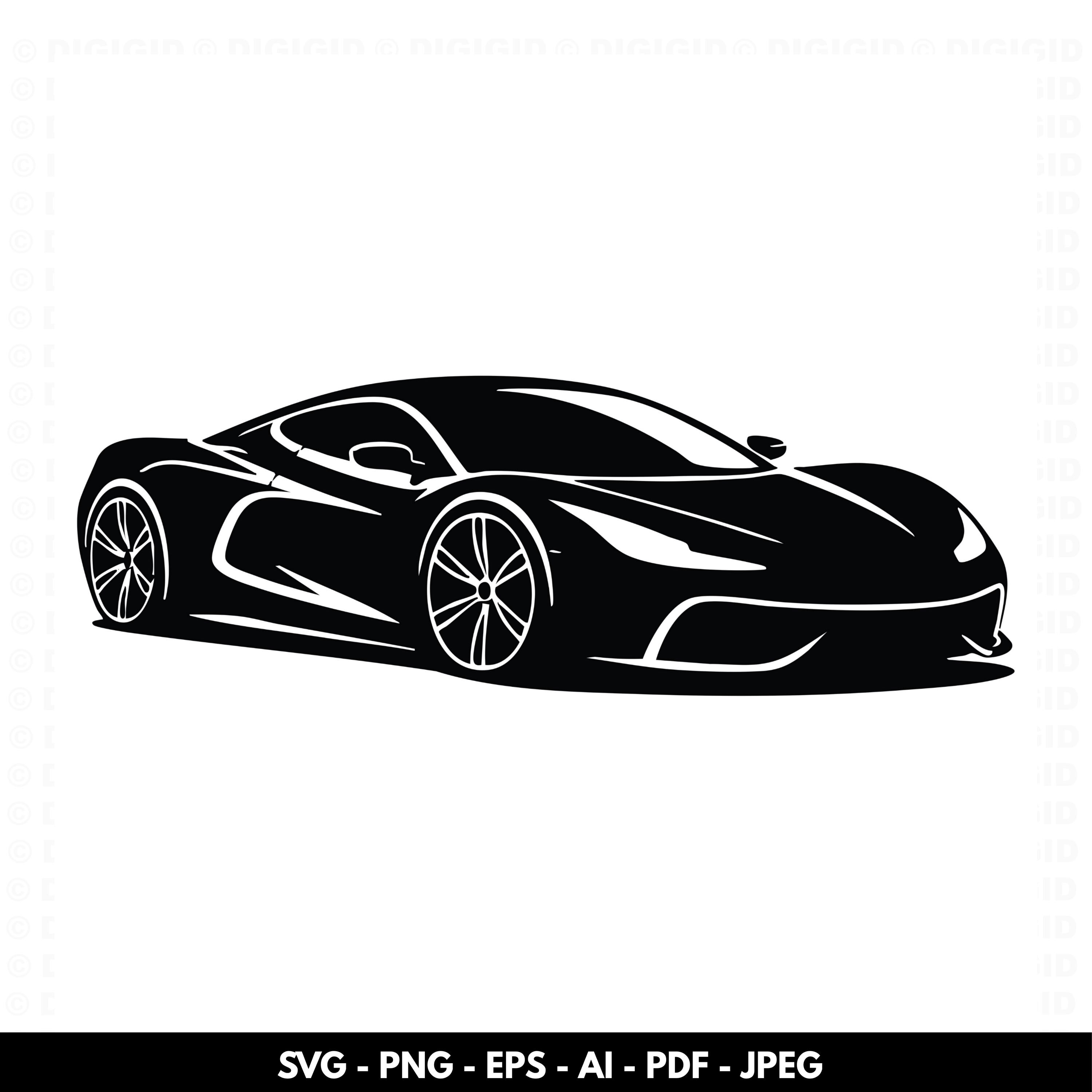 Sports Car Silhouette SVG | Racing Car Clipart | Supercar Cut File for ...