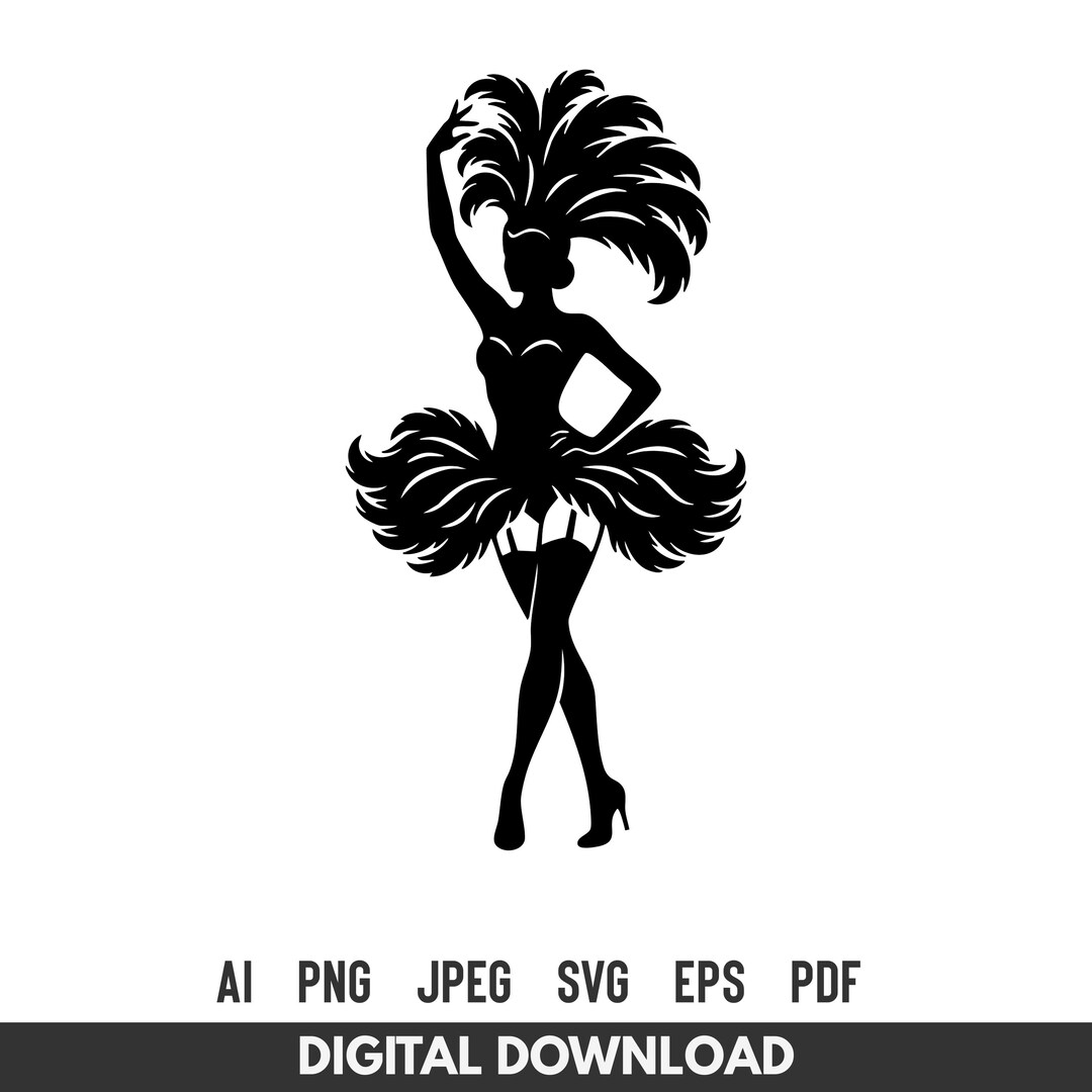 Showgirl SVG Cut File | Vintage Burlesque Dancer Silhouette for Cricut ...