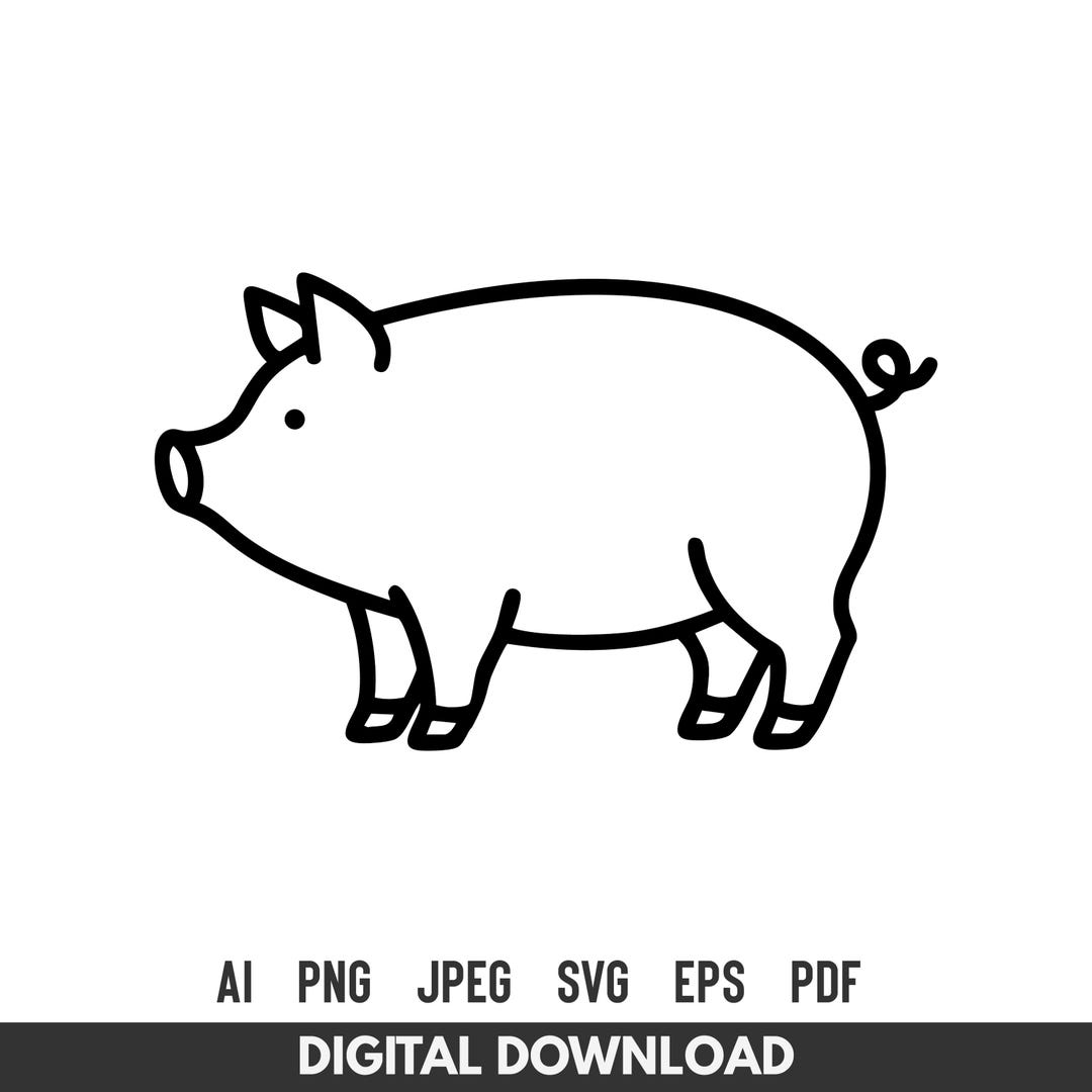 Cute Pig SVG | Minimal Pig Line Art Cut File for Cricut & Silhouette - Etsy