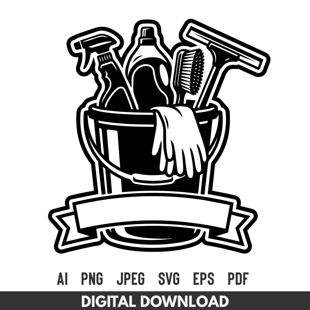 Cleaning Tools Logo SVG: Housekeeping Service Design, Professional ...
