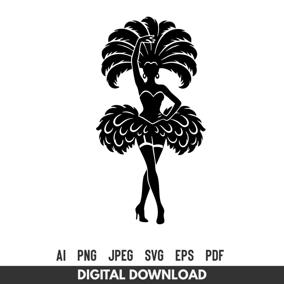 Showgirl SVG Cut File | Elegant Burlesque Dancer Design for Cricut ...