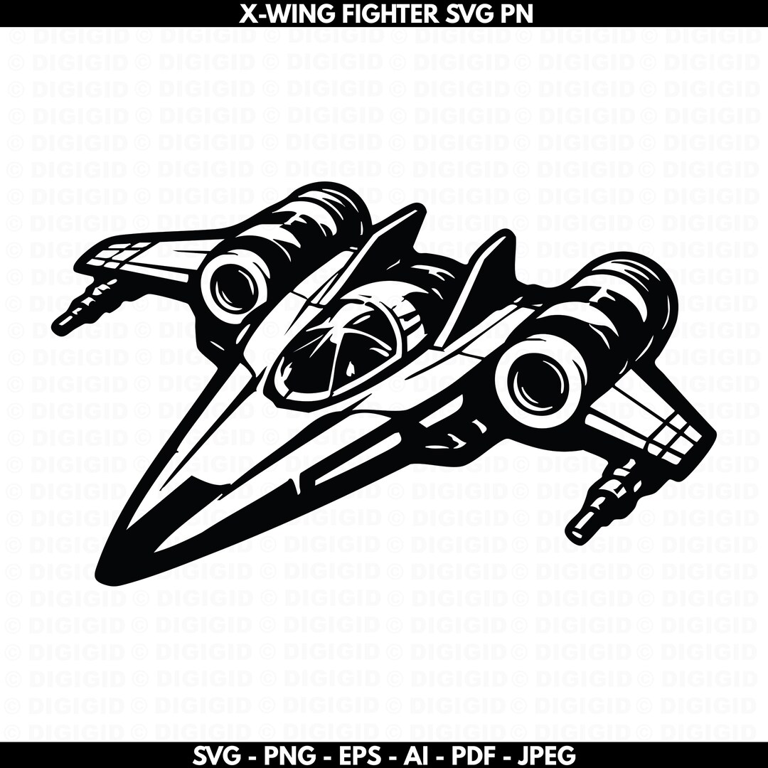 X-wing Fighter SVG PNG | Sci-fi Spaceship Line Art | Cricut Cut File - Etsy