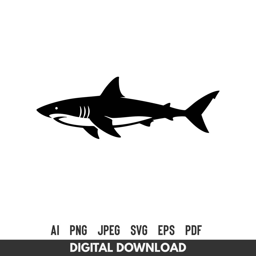Classic Shark Silhouette SVG for Cricut & Silhouette | Minimal Shark ...