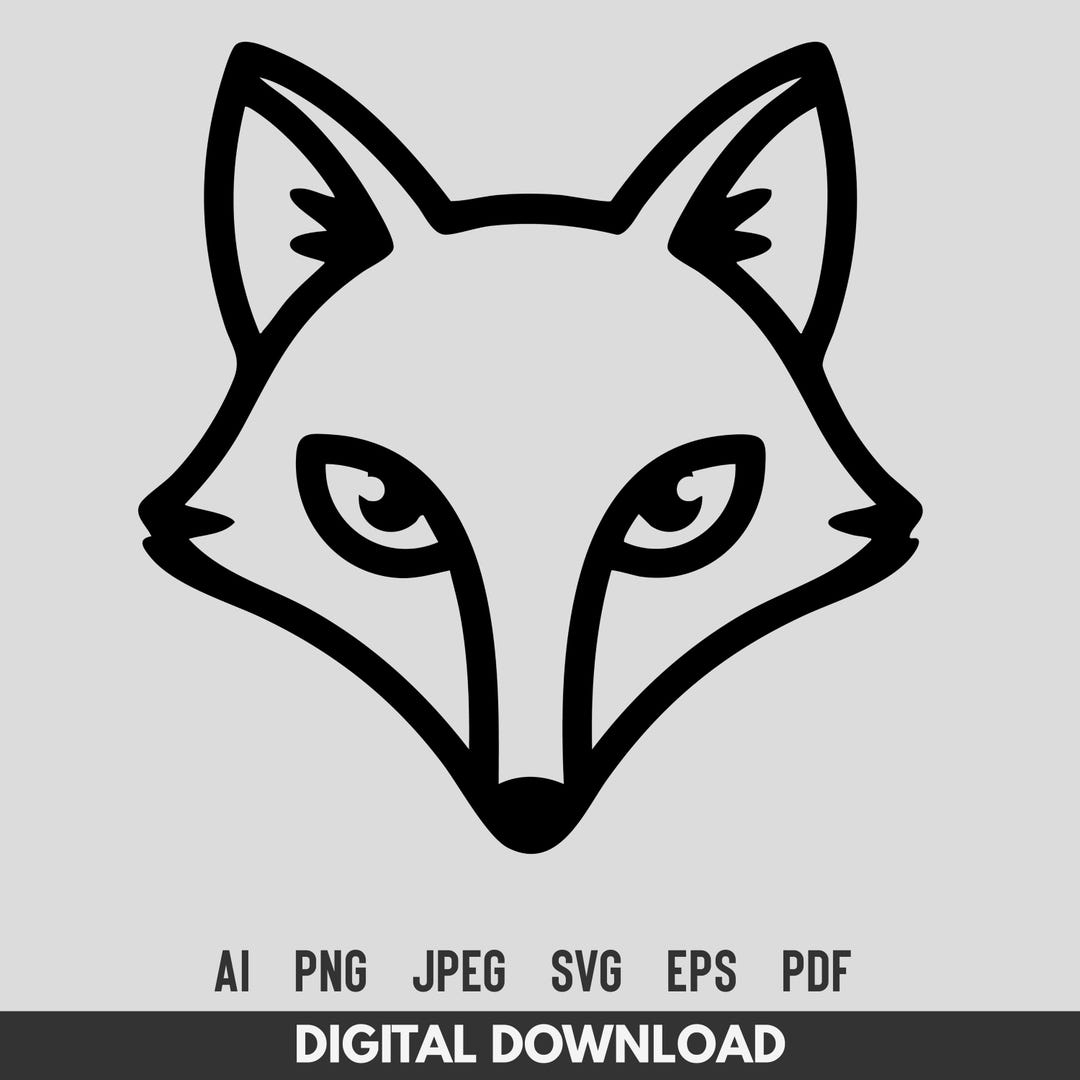 Fox Head SVG – Bold Line Art Fox Face Cut File for Cricut & Silhouette ...