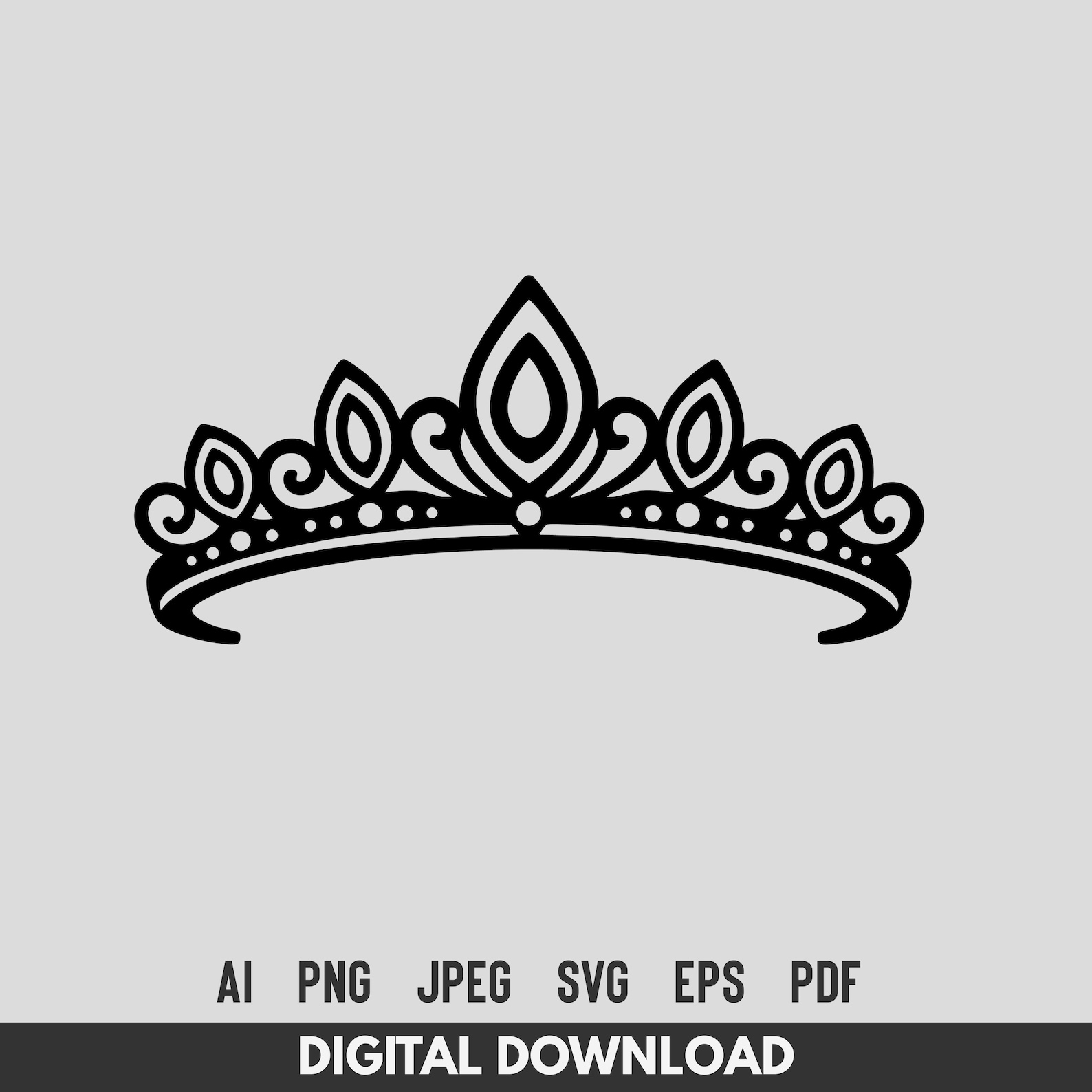 Princess Tiara SVG: Elegant Crown Line Art Cut File for Cricut ...
