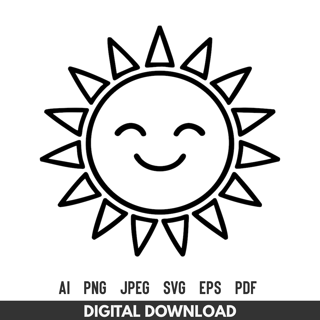 Sun SVG – Cute Smiling Sun Cut File for Cricut Silhouette - Etsy