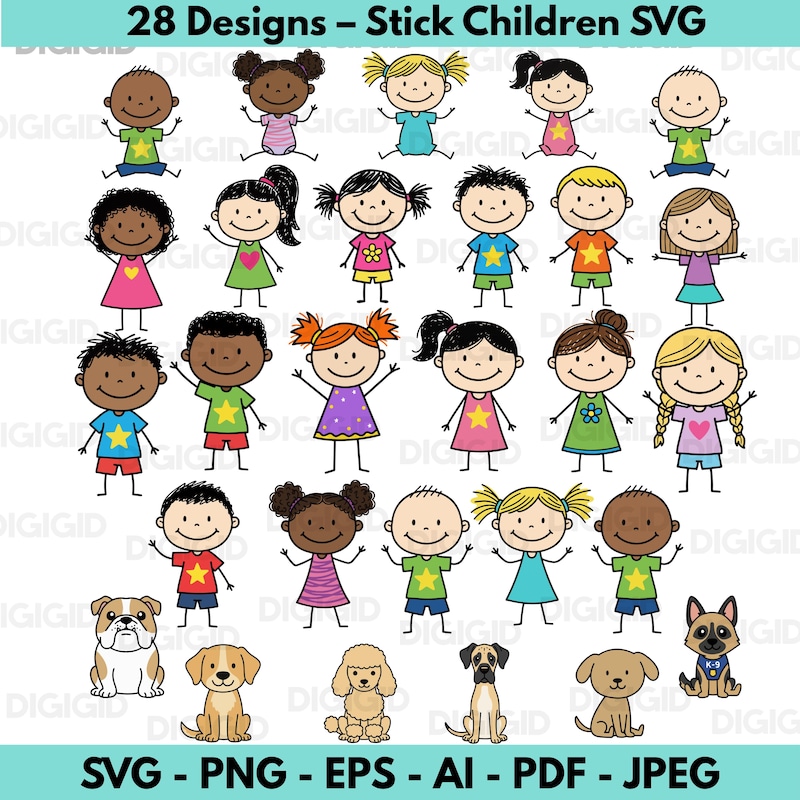 Stick Children Svg Bundle - Etsy UK