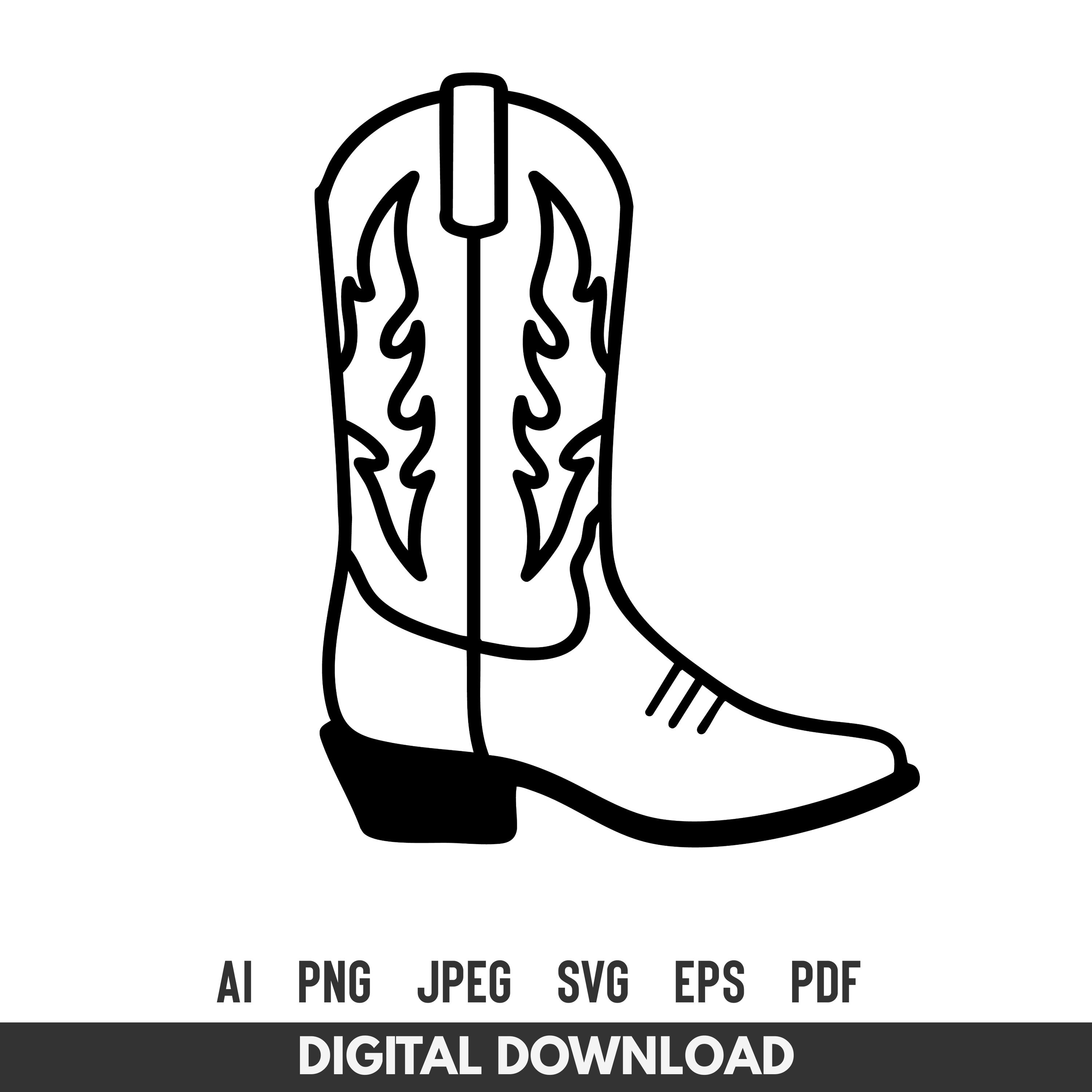 Cowboy Boot Outline SVG Cut File for Cricut and Silhouette - Etsy