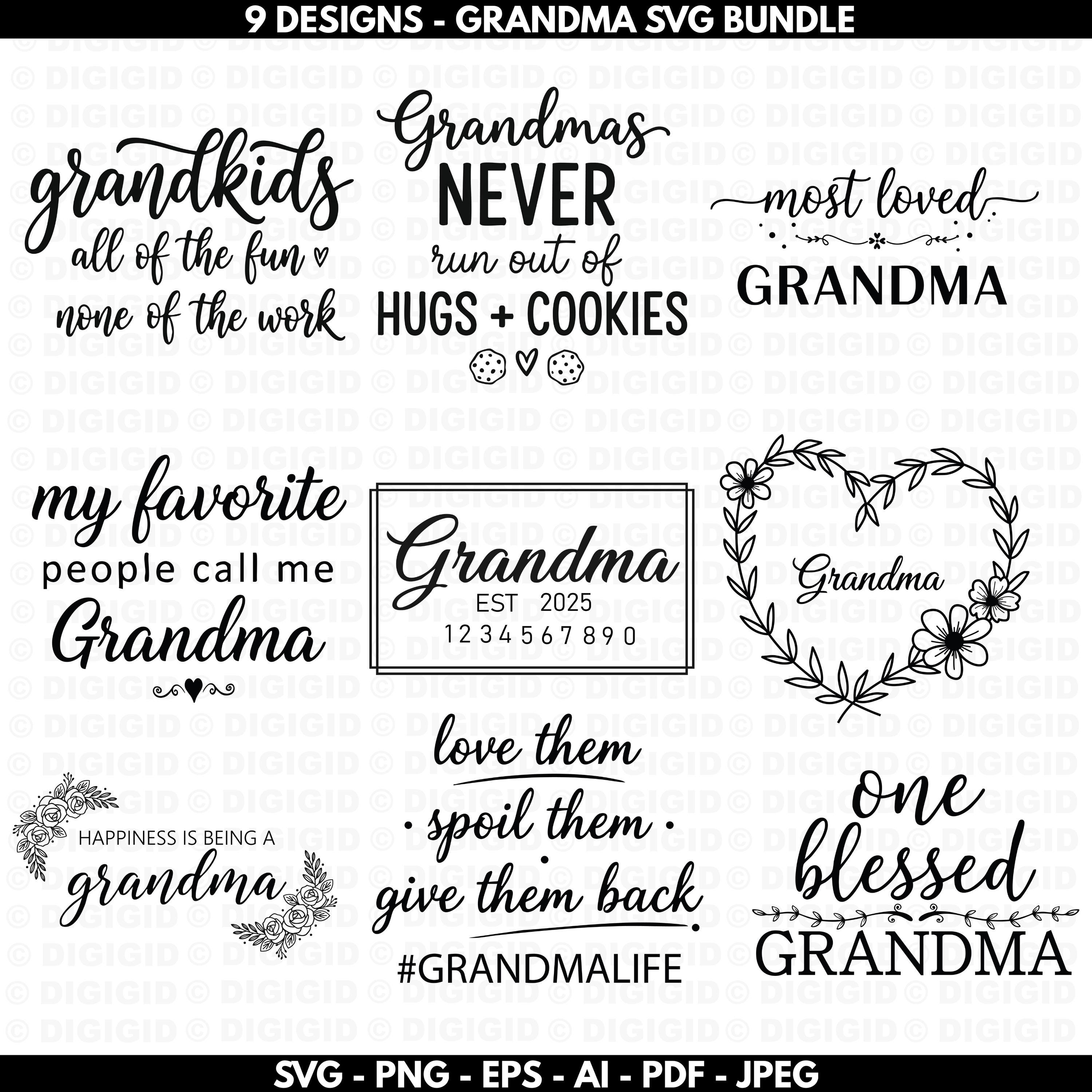 Grandma SVG Bundle, Grandma Quotes SVG, Blessed Grandma Shirt SVG, Nana ...