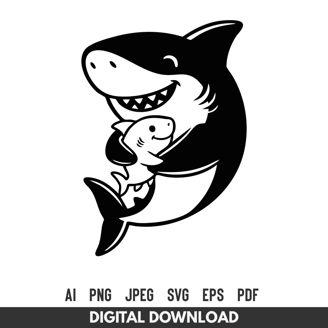 Shark Hug SVG | Cute Shark Cut File Design for Cricut & Silhouette - Etsy