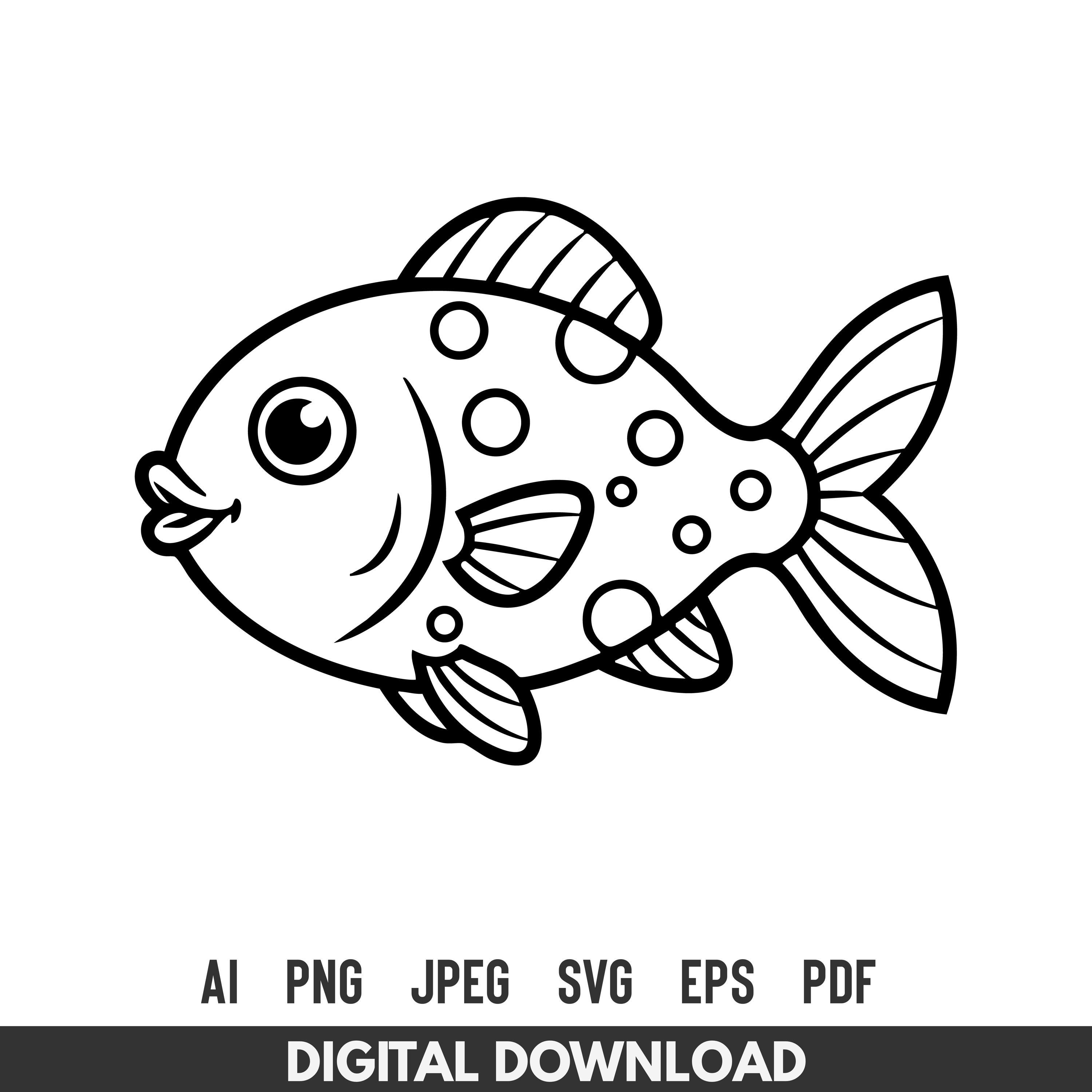 Fish Outline SVG – Sea Animal Clipart Cut File for Cricut Silhouette - Etsy