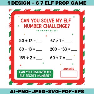 6 7 Elf Prop Game, Elf Math 67 Worksheet, Six Seven Riddle Printable ...