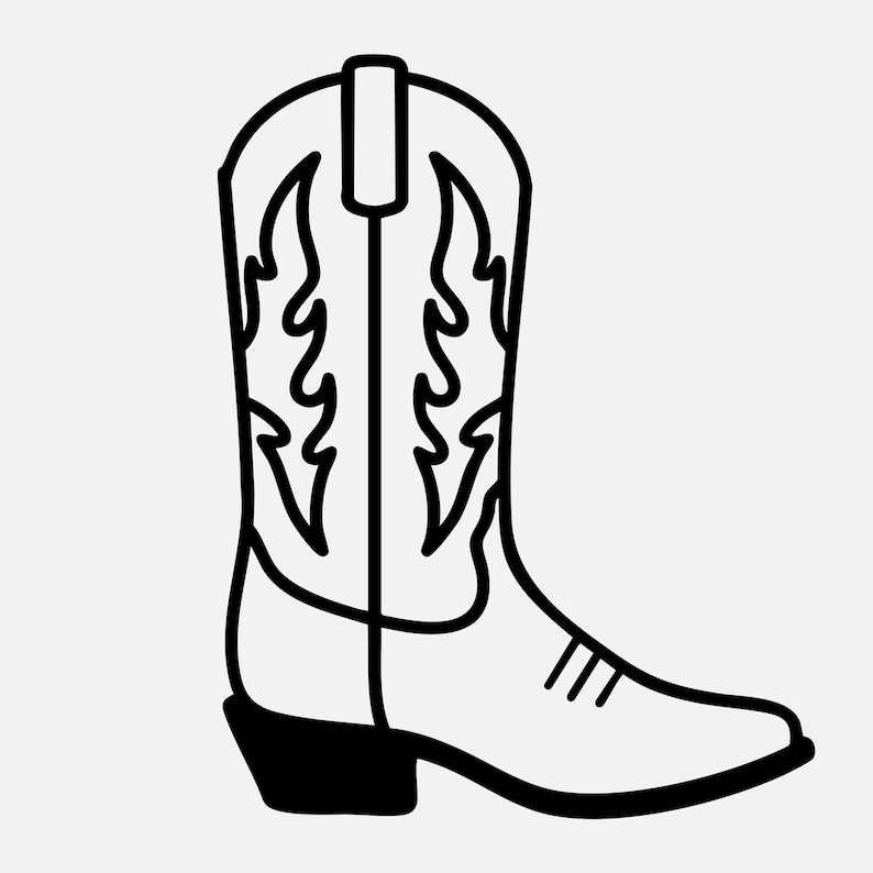 Cowboy Boot Outline SVG Cut File for Cricut and Silhouette - Etsy