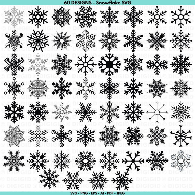Snowflake SVG Bundle, Winter Snowflake Clipart, Christmas Snow Cut ...