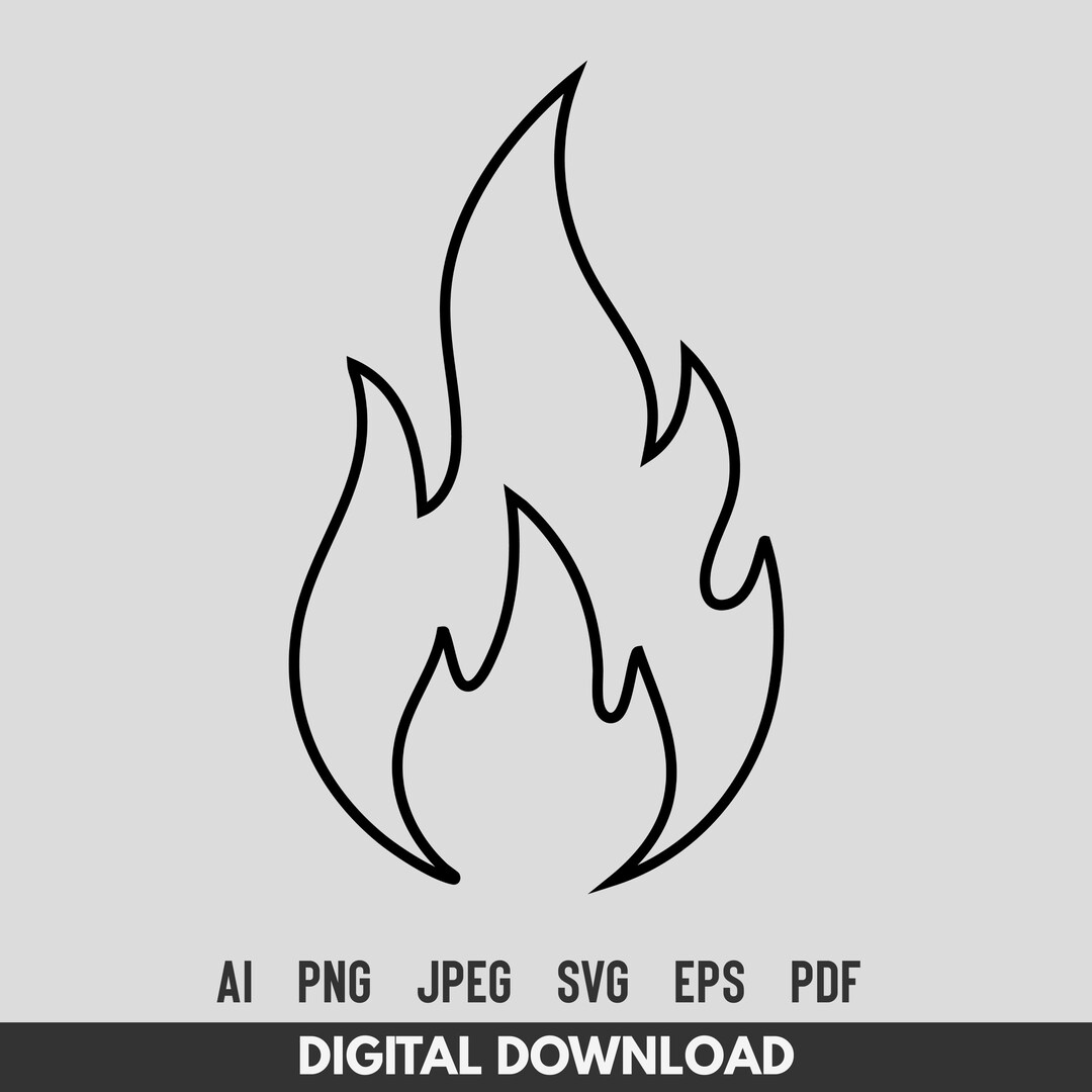 Single Flame SVG Minimal Fire Line Art Cut File for Cricut and ...