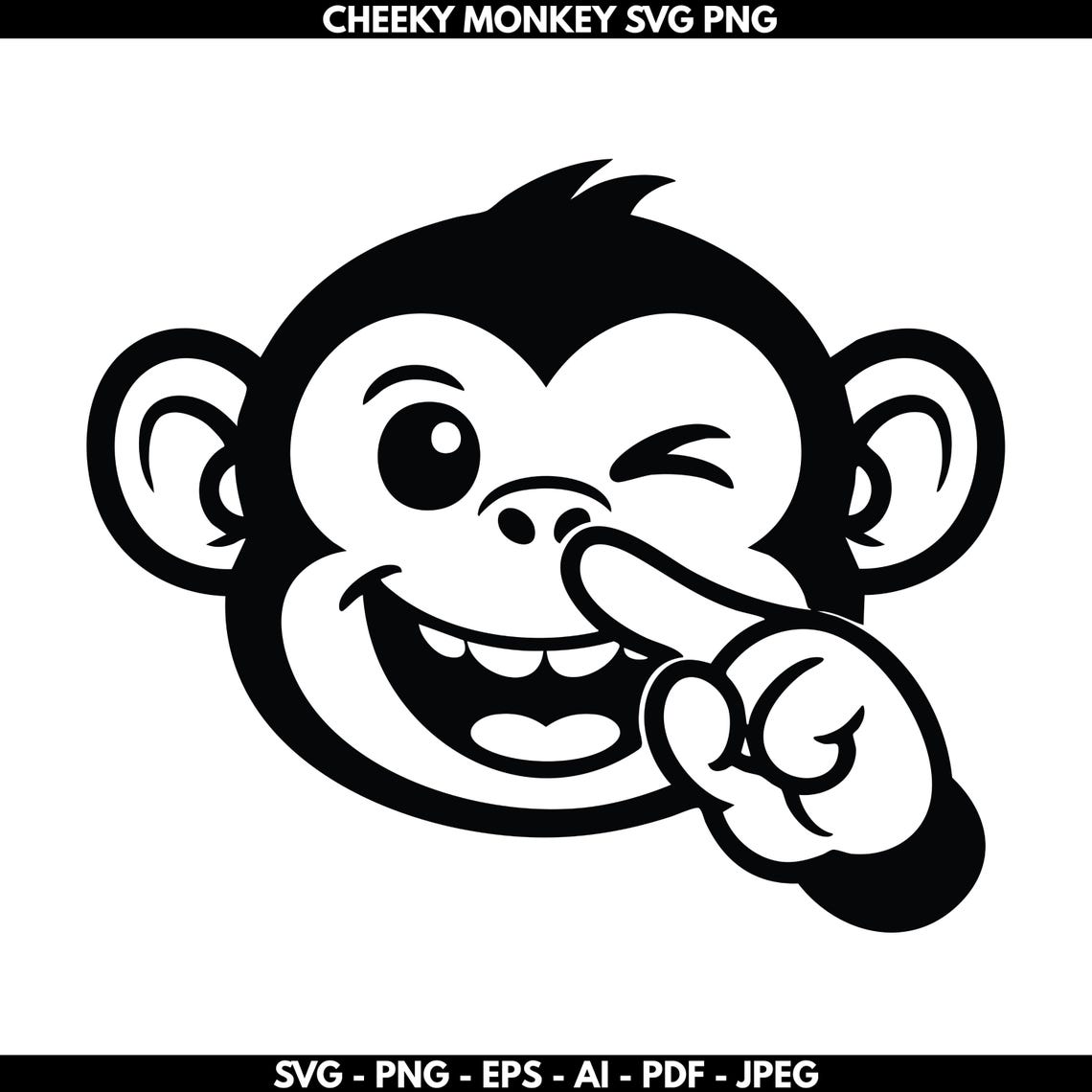 Cheeky Monkey SVG Png | Funny Cartoon Face Cut File - Etsy