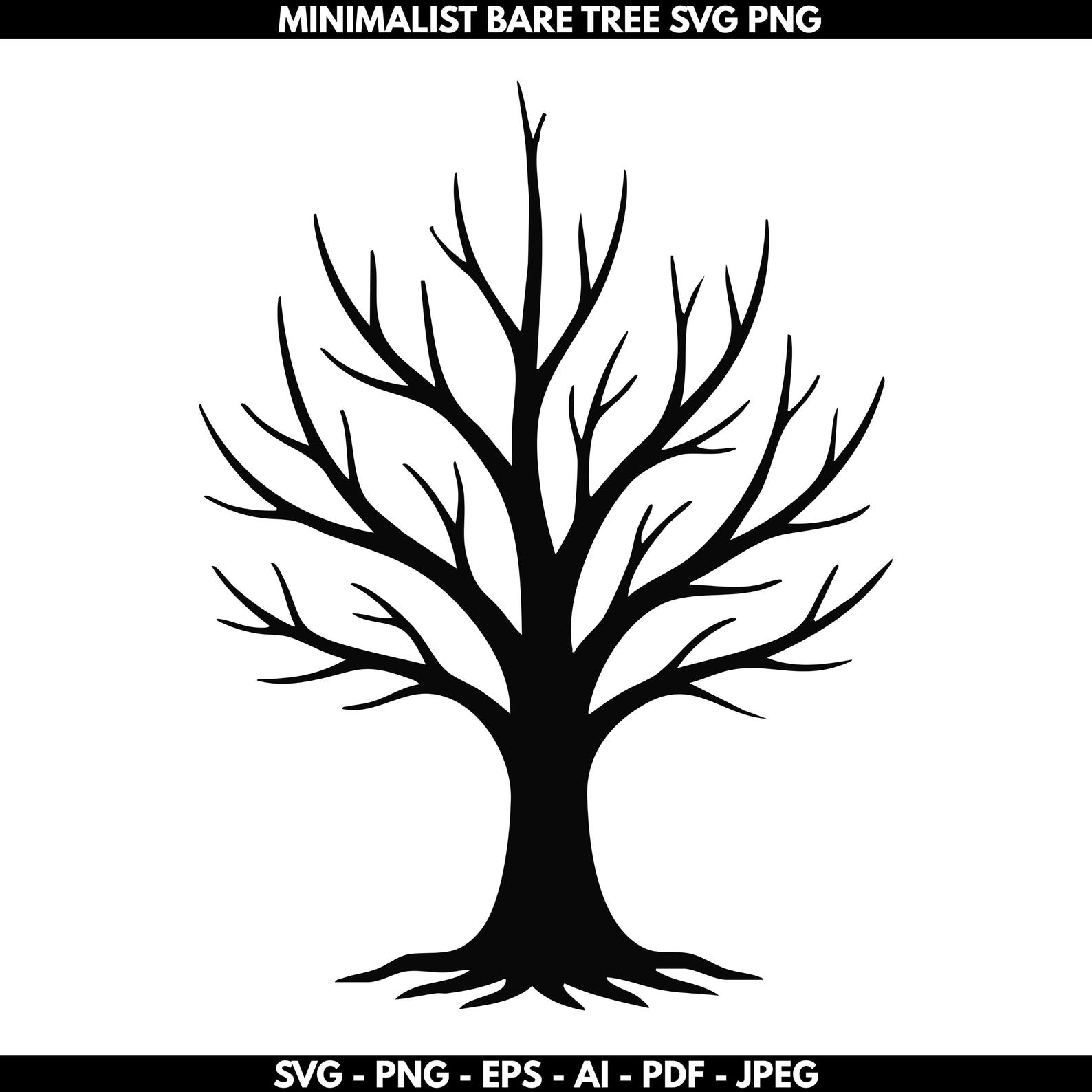 Minimalist Bare Tree SVG Png | Tree Cricut Silhouette Cut File - Etsy