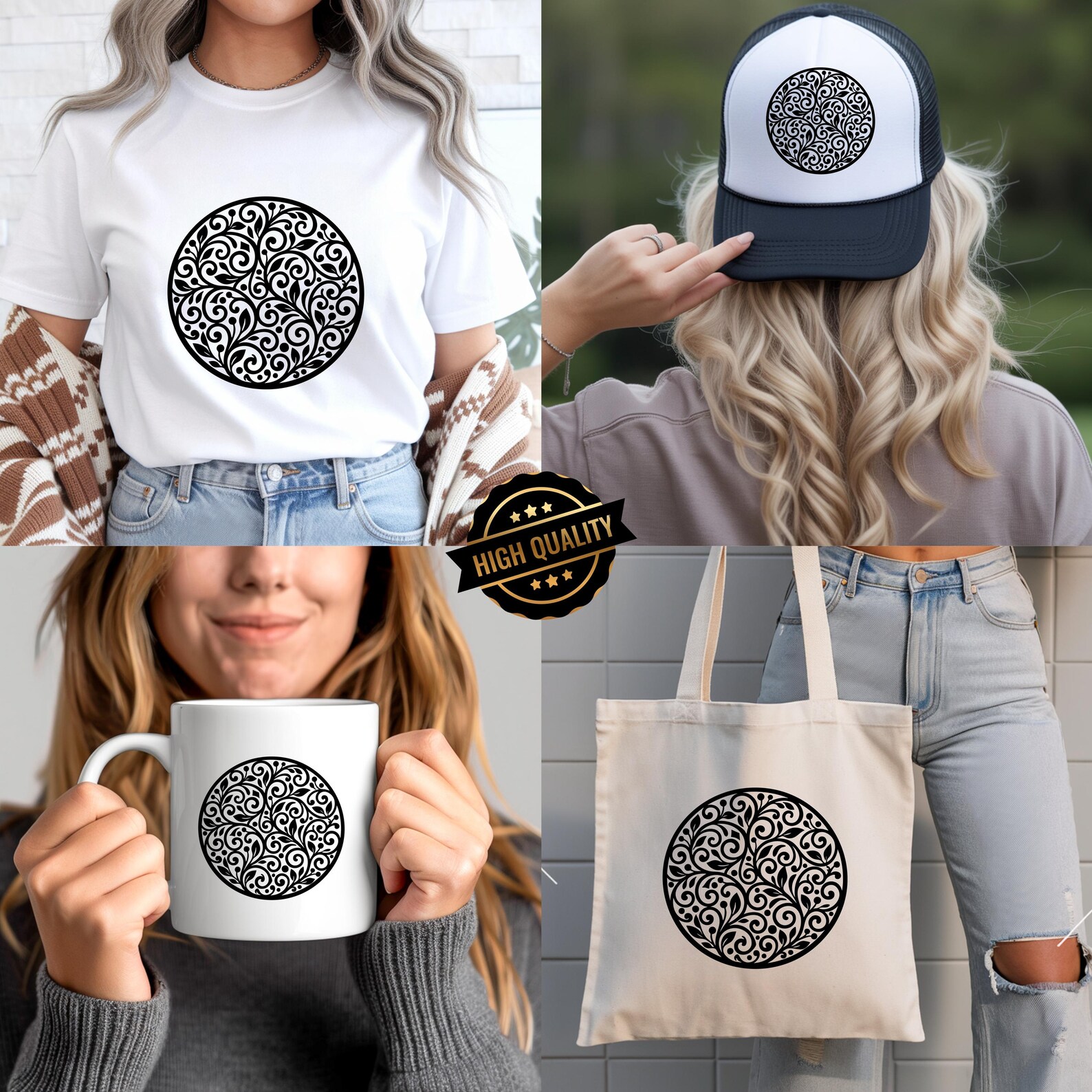 Botanical Planet SVG: Floral Circle Mandala Cut File for Cricut ...